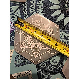 6" Hexagon Selenite Charging Plate, Metatrons Cube Grid, E1017, Sacred Geometry, Crystal Grid