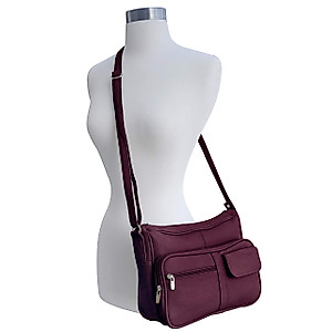 Roma Leathers Women's Wine Red Leather Crossbody Shoulder Bag
