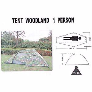 Mil-Tec Recom 1-Man Tent, Olive Green, 240 x 135 x 85 cm