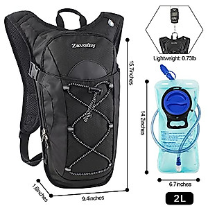 Zavothy Lightweight Hydration Backpack with 2L Water Bladder Water Backpack Hydration Pack for Cycling Running Biking Hiking Backpack Black