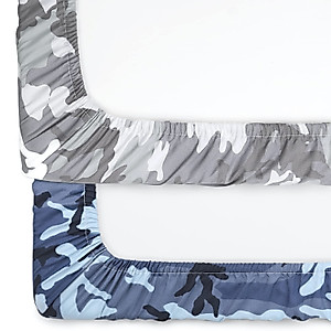 The Peanutshell 3-Pack Fitted Playard Sheets - Soft & Breathable Baby Boy Mini Crib Sheets, Pack N Play Mattress, Fits Standard Playard Pack Play Mattresses - Camo Print