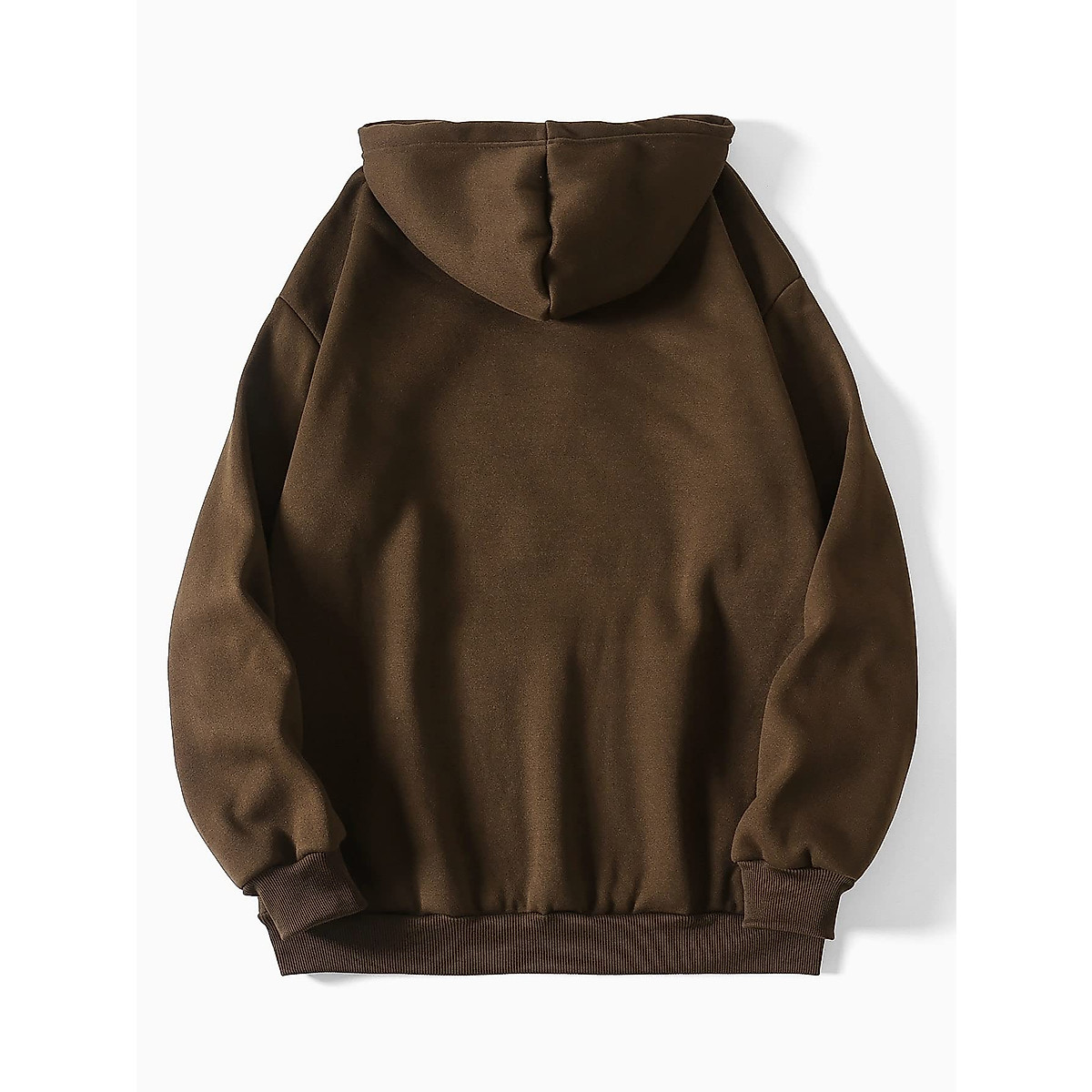 MakeMeChic Men's Casual Basic Thermal Pullover Hoodie Hooded Sweatshirt with Pocket Chocolate Brown L