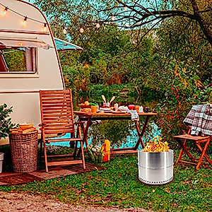 Yumpanda 16" Smokeless Outdoor Fire Pit Stove Wood Campfire Grill for Outside Stainless Steel