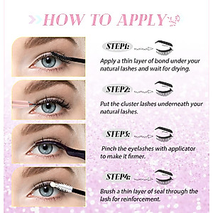 Lash Bond and Seal Cluster Lash Glue for Lash Clusters Super Strong Hold 48 Hours Long Lasting Bond and Seal Lash Glue Waterproof Latex-Free Black Eyelash Glue + Sealant by Mereton (Pink Bottle)