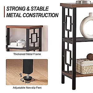 HOMISSUE 3-Tier Console Sofa Table, Industrial Vintage 55-inch Long Entryway Table with Open Storage Shelf for Living Room, Hallway, Retro Brown