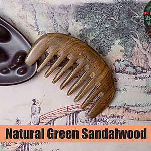 The Moreinday Wide Tooth Wooden Scalp Detangling Hair Comb for Women and Men - Green Sandalwood
