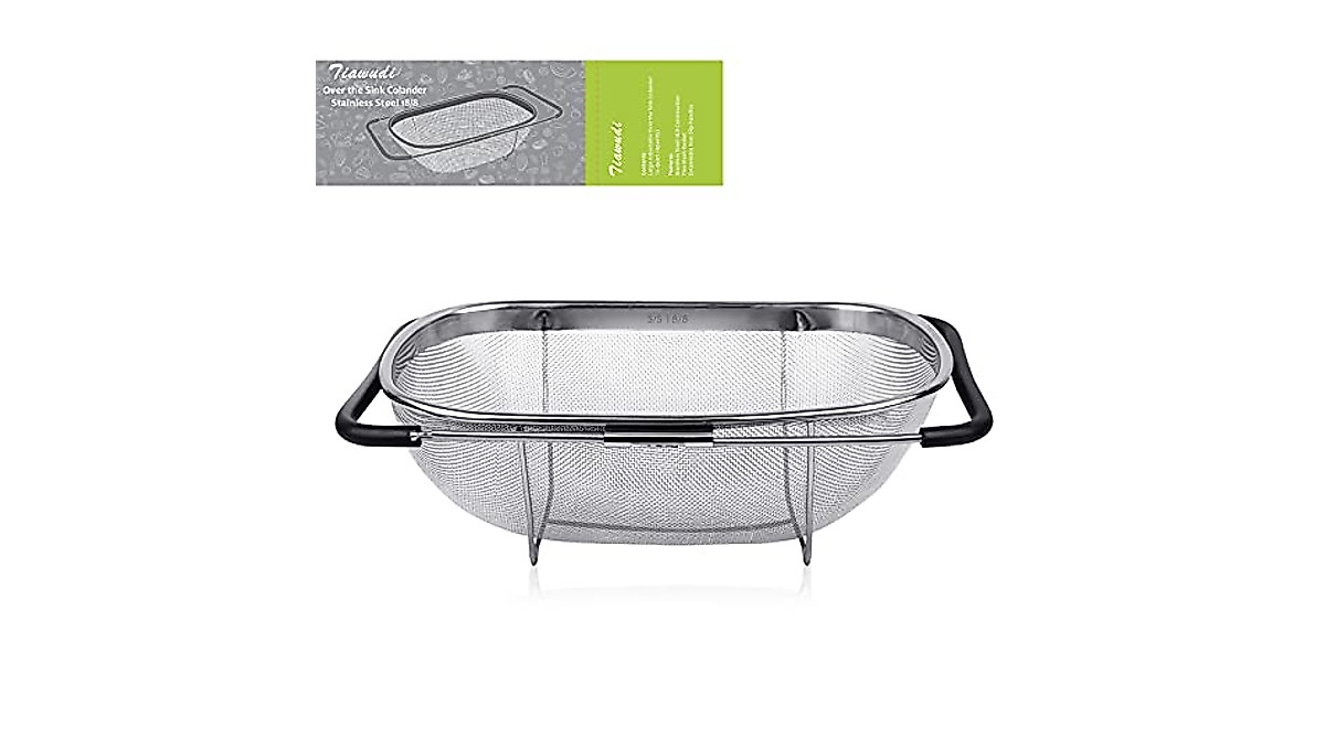 Large Stainless Steel Over The Sink Colander - 6 Quart