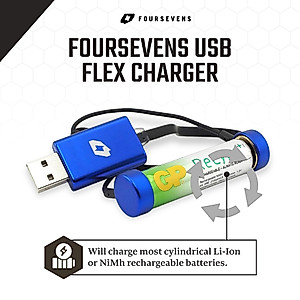 Foursevens USB Flex Charger, for Rechargeable Batteries & Flashlights, Ni-MH & Lithium-Ion Batteries, Portable USB Charger