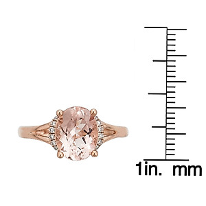 Gin & Grace 10K Rose Gold Natural Diamond (I1,I2) & Genuine Morganite Engagement Promise Propose Promise Ring for Women