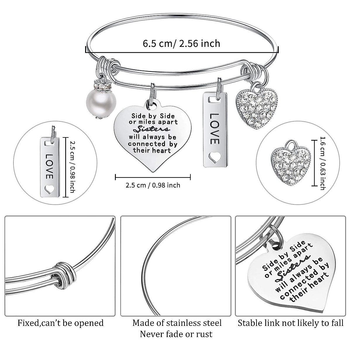 2 Pack Sister Bracelet Sister Jewelry for Women Girls Best Friends Bracelets Gifts for Birthday Graduation Christmas Day (Style B)