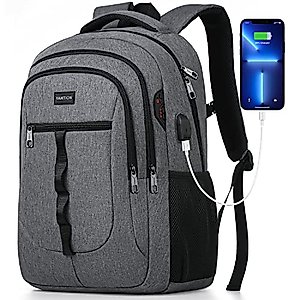 YAMTION Dark Gray Backpack for Men and Women,School Backpack Bookbag for Teen Boys and Girls High School Laptop Backpack with USB for College Student Work Business