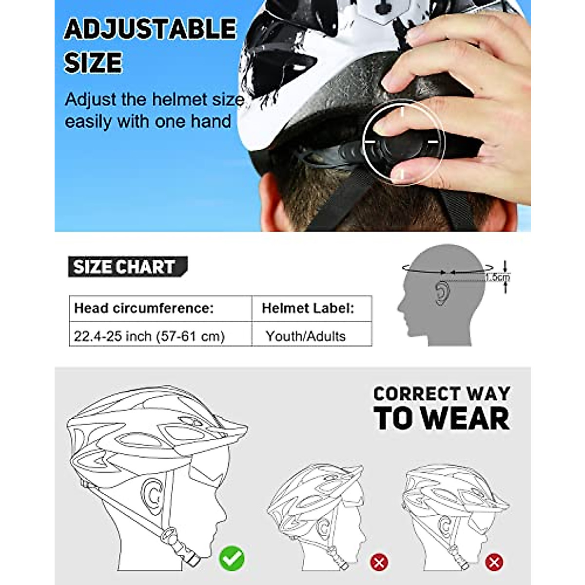 LAMONKE Bike Helmet with USB Rechargeable LED Light Detachable Goggles and Sun Visor, Mountain & Road Bicycle Helmets for Men Women Adult Cycling Helmets