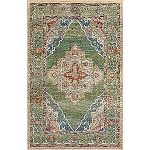 Unique Loom Isabella Collection Traditional Medallion Green Area Rug (5' 0 x 8' 0)