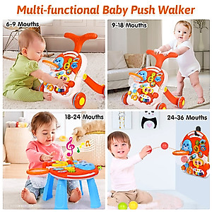 Baby Walker for 1 Year Old Boys Girls, Sit to Stand Learning Walker with Kids Early Active Center & Removable Play Panel, Toddler Push Walking Toy for 9 12 18 Months Christmas Birthday Gift