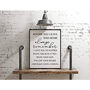 ‘before you leave this home, always remember’ Grey Typographic Wall Art | 11x14 UNFRAMED Black and Grey Love Quote Print | Modern, Minimal Farmhouse Home Decor