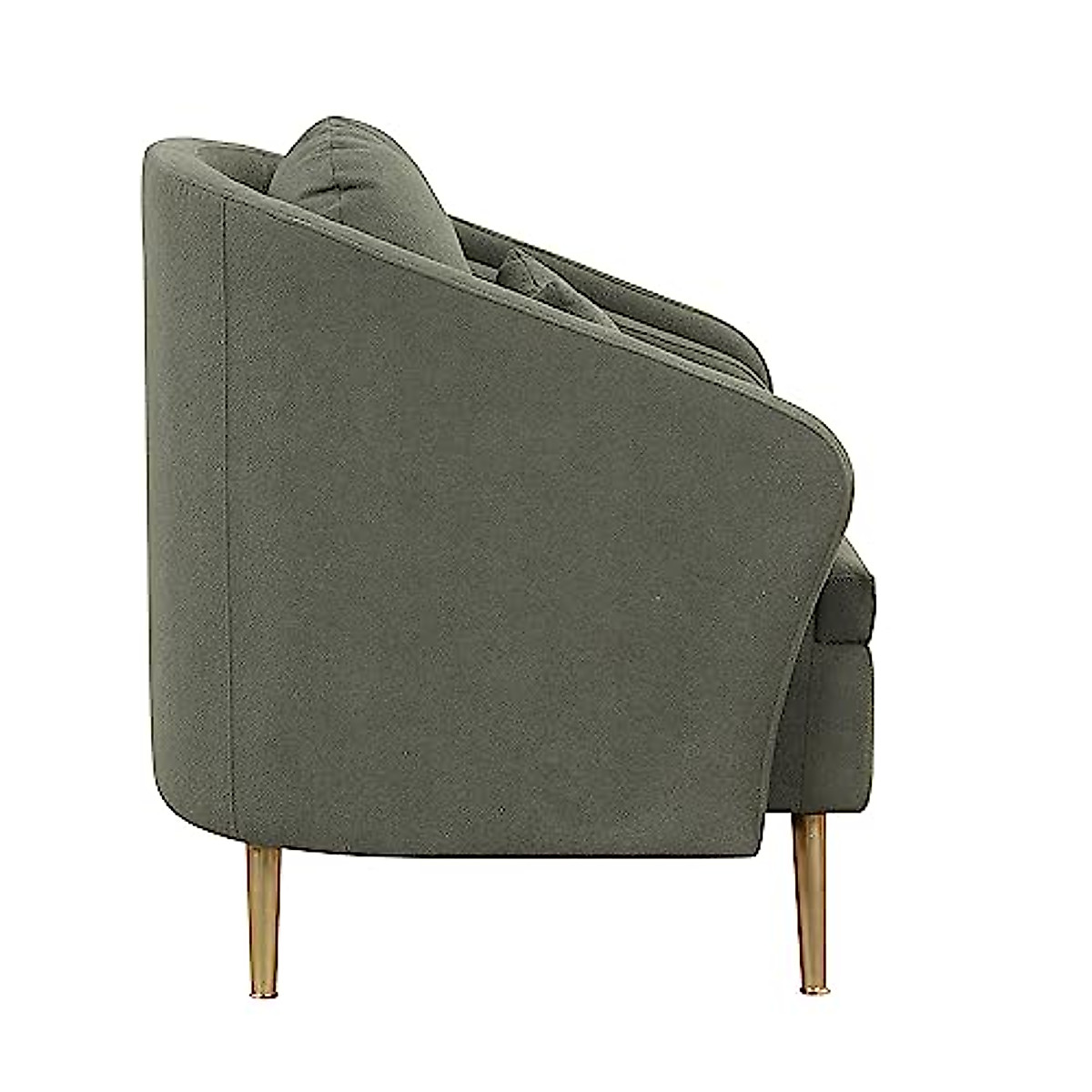 Goohome Mid Century Modern Accent Chair Single Sofa Comfy Upholstered Armchair Living Room Furniture, ReadingChair with Lumbar Pillow and Metal Legs for Bedroom, Lounge