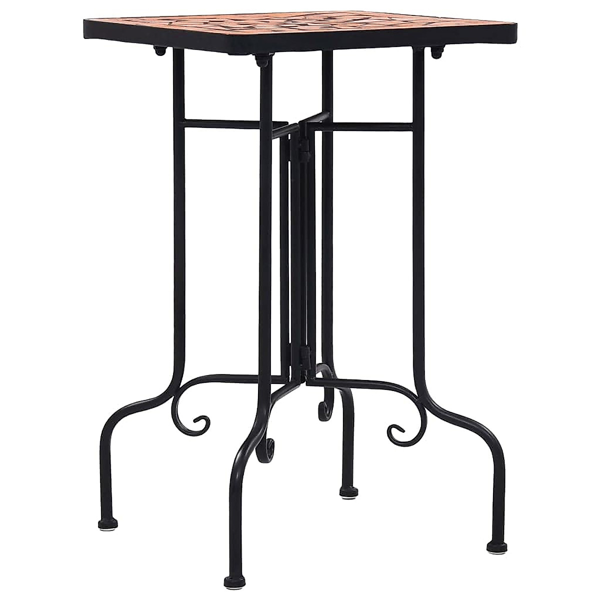 Plant Table with Curved Legs, Mosaic Square Side Table, End Table, Coffee Table for Balcony and Deck, Ceramic Tile, 13.8" x 13.8" x 22"