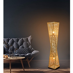 Artiva USA Phuket 51" 2-Light Unique Handcrafted Twist Rattan Floor Lamp