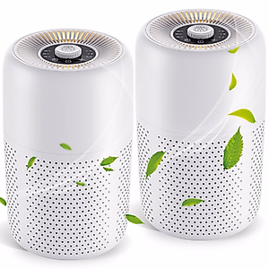 2 Pack TPLMB Air Purifiers for Bedroom H13 HEPA Filter,Fragrance for Better Sleep,Small Air Purifier with Nightlight Speed Control,For Home Living Room Dorm,24dB Filtration System,P60 (2, White)