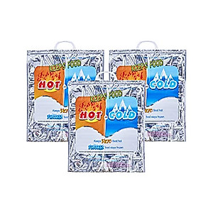 Pack of 3 Hot and Cold Insulated Bags- Food Storage for Frozen & Hot Items- Reusable Lunch Bags & Grocery Shopping Bags, Heavy Duty Refrigerated Totes, (16"x5.5"x19")