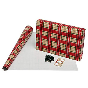 American Greetings Christmas Wrapping Paper Kit - 4 Traditional Rolls with Gridlines, 7 Bows and 30 Gift Tags (41-Count, 120 sq. ft.)