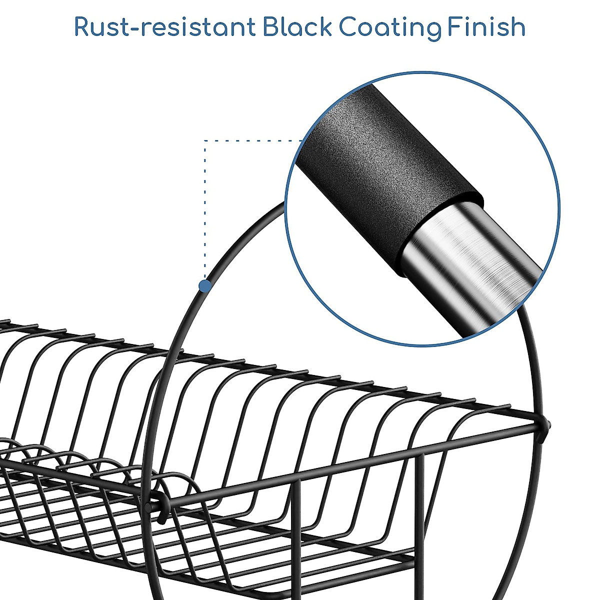 GSlife Small Dish Drying Rack - 2-Tier Dish Rack with Drainboard, Utensils Holder, Glass Holder for Kitchen Counter, Tiered Dish Drainer for Small Space, Black