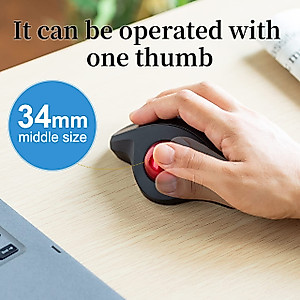 SANWA Bluetooth Ergonomic Trackball Mouse, Optical Vertical Rollerball Mice, Silent Buttons, 600/800/1200/1600 Adjustable DPI, Compatible with MacBook, Windows, macOS, iPad, Android, iOS, Chrome OS