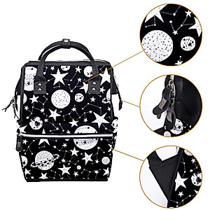 Planets and Stars Space Astronomy Theme Diaper Tote Bags Mummy Backpack Nappy Bag Nursing Bag for Baby Care