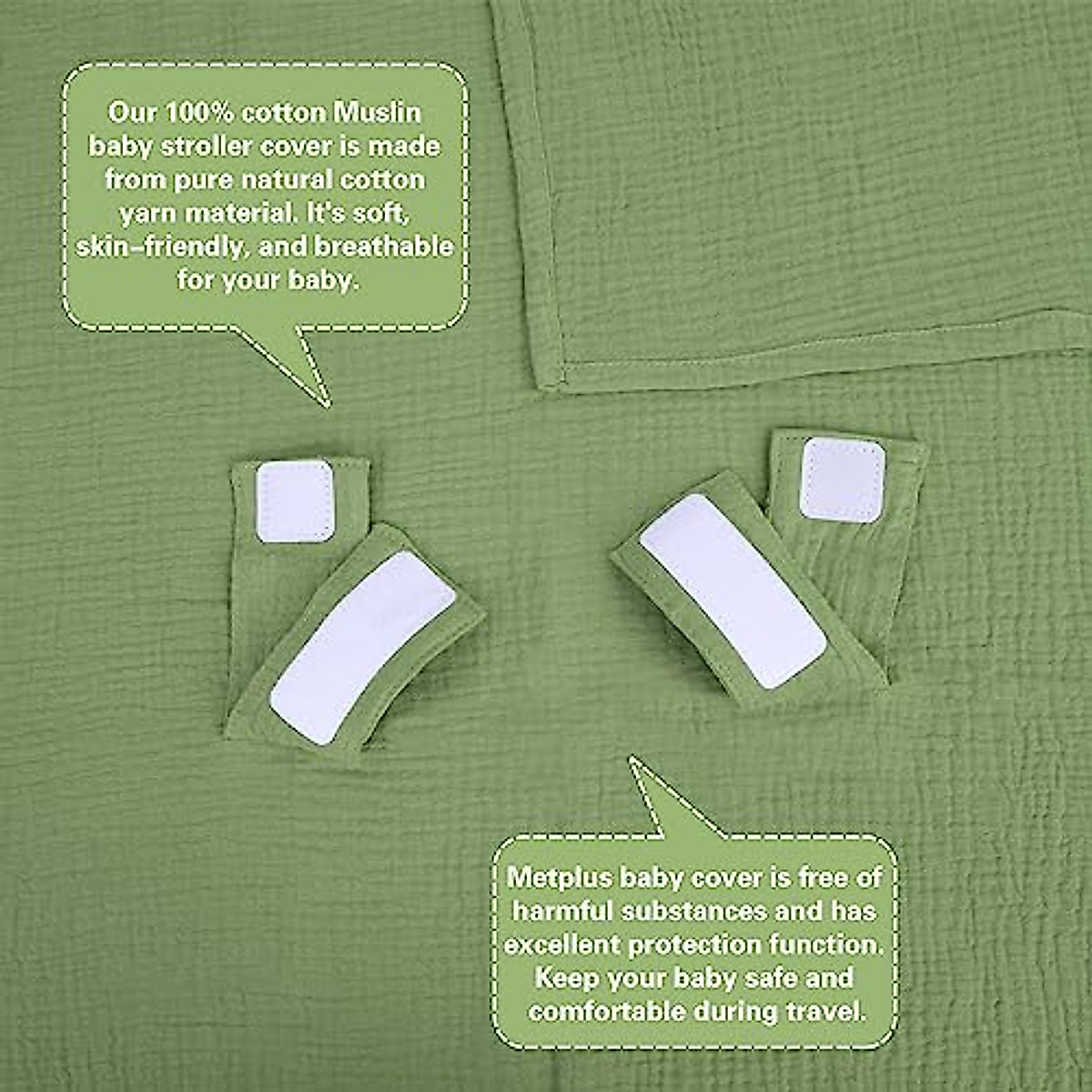 Metplus Muslin Car Seat Cover for Babies - Carseat Stroller Cover Infant Stroller Covers for Boys and Girls, Breathable & Lightweight, Fits Most Strollers & Baby Car Seats