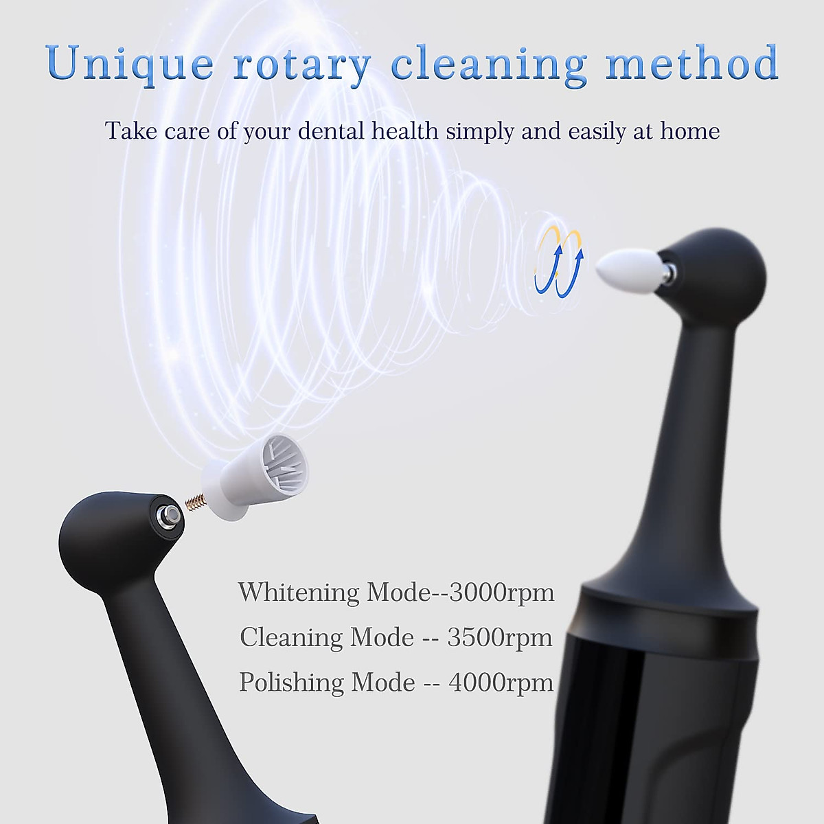 Akizbeir Electric Tooth Polisher, with 5 Replacement Heads, 2000mAh-Charging Model, Household Dental Tartar Calculus Remover Teeth Whitening Cleaning Kit for People and Pet Dog（Black）