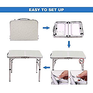 RedSwing Small Folding Table Portable 2 Feet, Small Foldable Table Adjustable Height, Lightweight Aluminum Camping Table, 15.7 in x 23.6 in x 19 in
