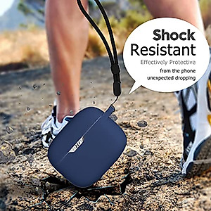 Oakxco JBL Tune 230NC TWS Case Silicone, Soft Rubber Gel Shockproof Hard Protective Cover with Nylon Lanyard, Slim Fit Thin Skin Sleeve Charging Case for Women Girl Cute, Midnight Blue