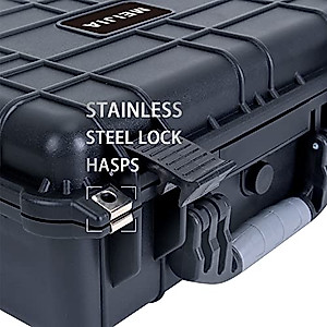 MEIJIA Portable All Weather Waterproof Protective Case,Hard Case,Camera Case With Customized Fit Foam,Fit Use of Drones,Camera,Equipments,Pistols,Elegant Black,13.35 x11.63x5.98inches