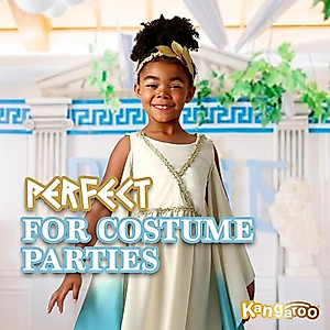 Kangaroo Greek Goddess Dress with Gold Leaf Headpiece I Perfect for Greece Dress Up Halloween Fairy Cosplay Athena Costume