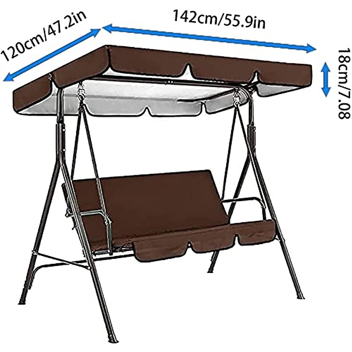 XYQSBY Patio Swing Canopy Waterproof Top Cover Set, Courtland Swing Replacement Awning Canopy Cover/Seat Cover, Swing Chair Glider All Weather Protection Outdoor Garden Covers (Blue, 55.9×47.2×7.1in)