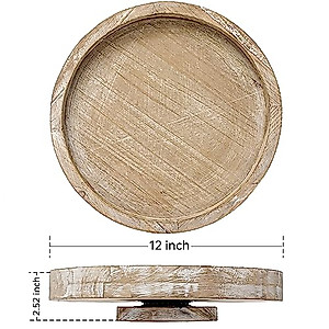 SwallowLiving 12 Inch Wooden Rustic Lazy Susan Rotating Tray for Home Decor Farmhouse Turntable Tray for Dining Table Round Spanning Display Serving Tray Spice Rack Cabinet Organizer