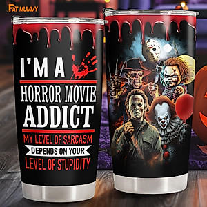fat mummy Halloween Tumbler 20oz, Horror Gifts for Halloween, Horror Movies Addict Tumbler Stainless Steel, Scary Characters Coffee Mug, Horror Tumbler Gifts for Christmas, Birthday