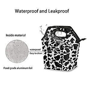 Cow Lunch Box Cow Animal Skin Print Insulated Soft Lunch Bag Mini Cooler Thermal Meal Tote Bags With Zipper for Outdoor Work School Picnic Travel