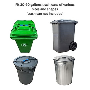 COONIUM Trash Can Lid Lock, Garbage Can Lock for Animals, Bungee Cord with Heavy-Duty Metal Buckle, Fits 30-50 Gallons Can (Trash Can Not Included)