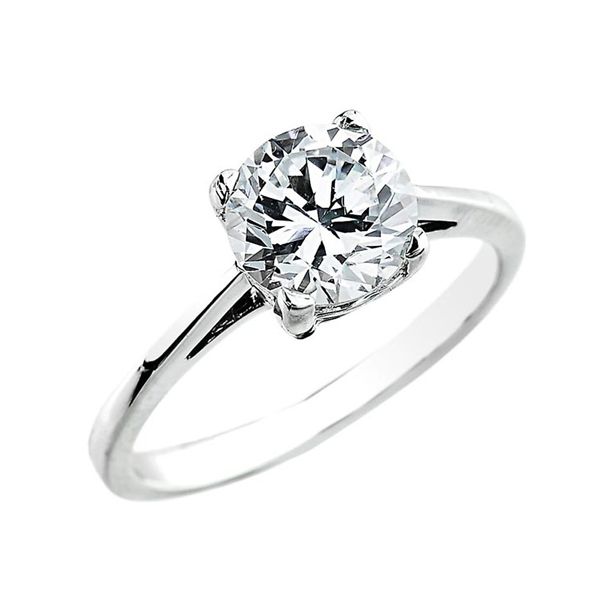 14k White Gold Elegant 2.50 Carat Cubic Zirconia Solitaire Engagement Ring(Size 6.5)