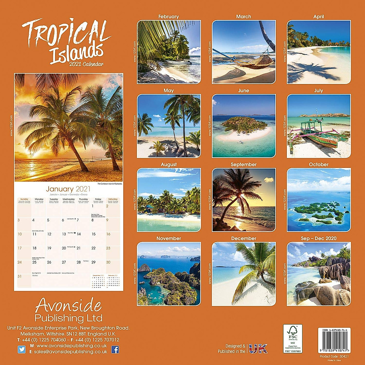 Beaches Calendar - Calendars 2020 - 2021 Wall Calendars - Sunset Calendar - Photo Calendar - Tropical Islands 16 Month Wall Calendar by Avonside