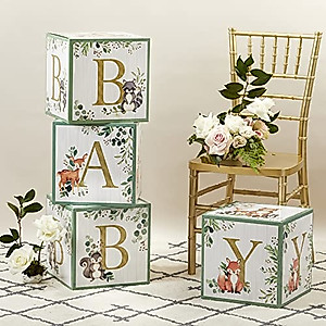 Kate Aspen (Set of 4) Woodland, 4 Count (Pack of 1), Baby Boxes with Letters For Baby Shower Decoration