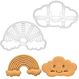 Set of 2 Rainbow cookie cutters (Designs: Kawaii Cloud and Rainbow), 2 pieces - Bakerlogy