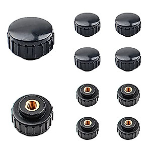 MOROBOR M5 Knurled Thread Clamping Knob, 10pcs Black Plastic Through Hole Set Brass Female Threaded Nut,Screw-On Handle Clamping Knob for Mechanical Equipment