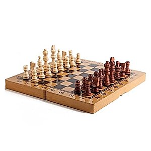 VONGAZ Chess Board Game Chess Set 13.3 Inch Wooden Chess and Checkers Set，Wooden Travel Chess Game Set Portable Chess Game Chess Game Set Chess Board Set