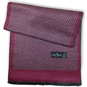 Livativ Bleu Nero Luxurious Winter Scarf for Men and Women – Large Selection of Unique Design Scarves – Super Soft Premium Cashmere Feel Burgundy Grey Diagonal Zigzag Border