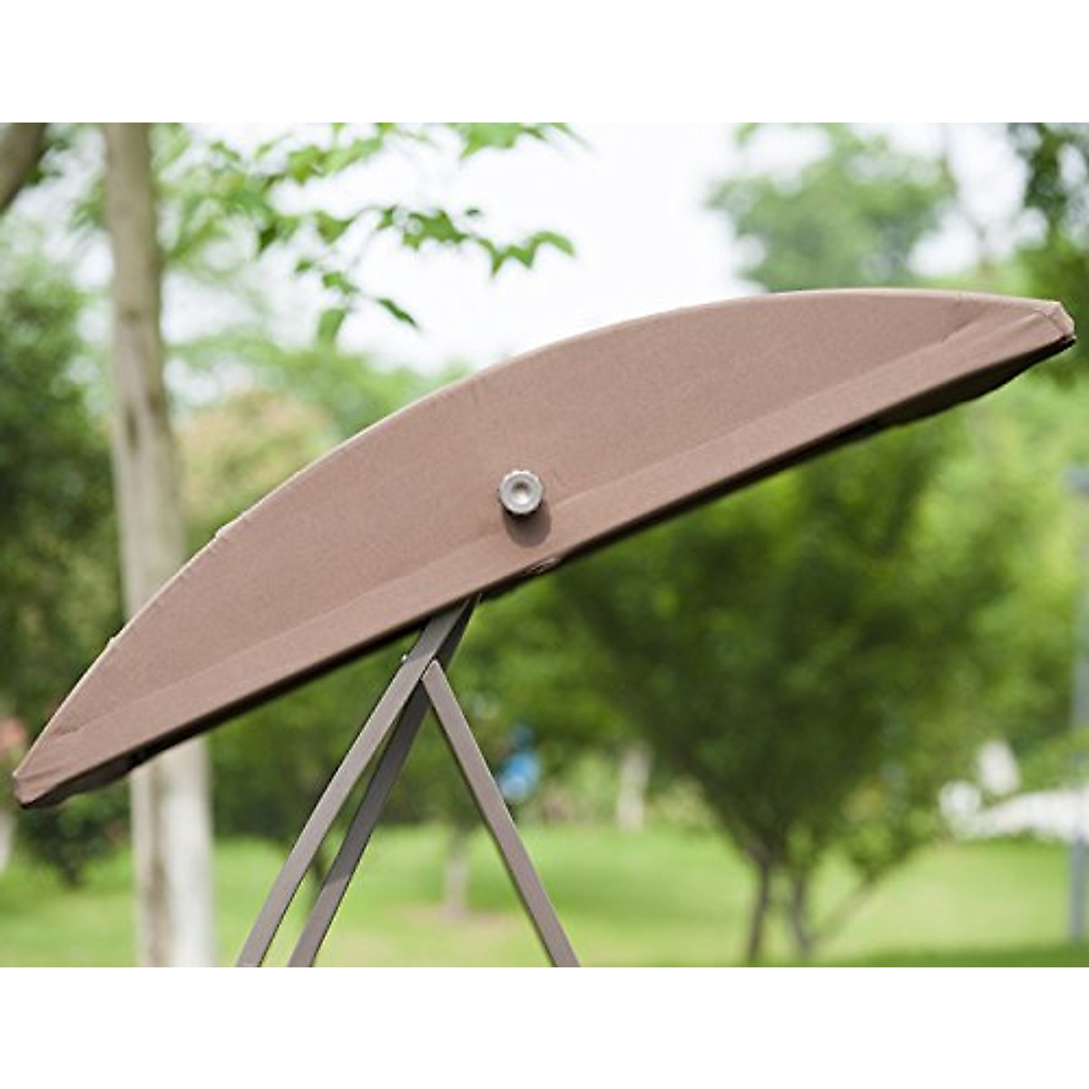 PatioPost Porch Swing Outdoor Lounge Chair Seats 3 Patio PE Wicker Glider Bench with Steel Frame and Padded Cushion, Dark Brown