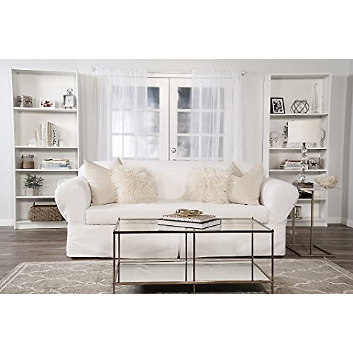 Classic Slipcovers WDEN2PC10WHT Sofa slipcover, 2 Piece, Separate Cushion Cover, Pure White