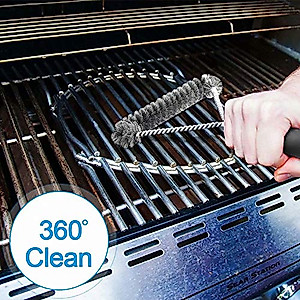 Grill Brush Set, BBQ Brush and Scraper, 12 Inch 3-Sided Barbecue Grill Brush, Two Set for All Grill Cleaning, Best Safe BBQ Cleaner Gift