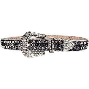 Studded Rhinestone Belts Men Women Fashionable Sparkly Diamond Belt Shiny Crystals Inlaid Design Leather Diamond Belt, Shiny Belts Rhinestone Black Gold Silver Belt for Wedding Party Gifts